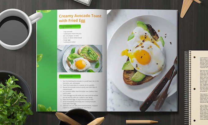 Design your recipe book or cookbook layout by Prsdesignqx | Fiverr