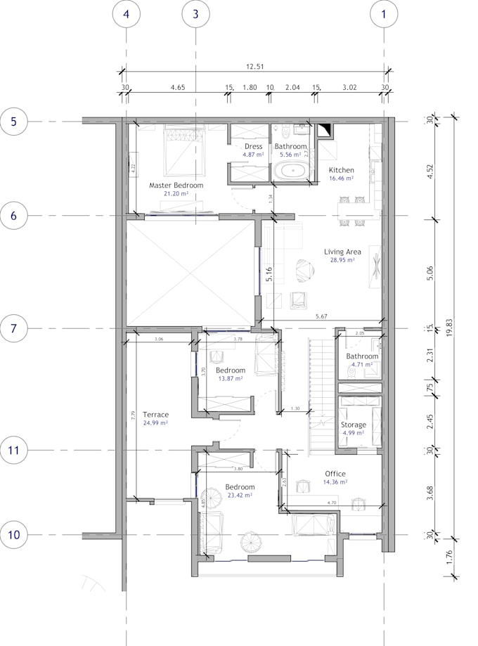 Draw your architectural floor plan in auto cad 2d by Tito386 | Fiverr