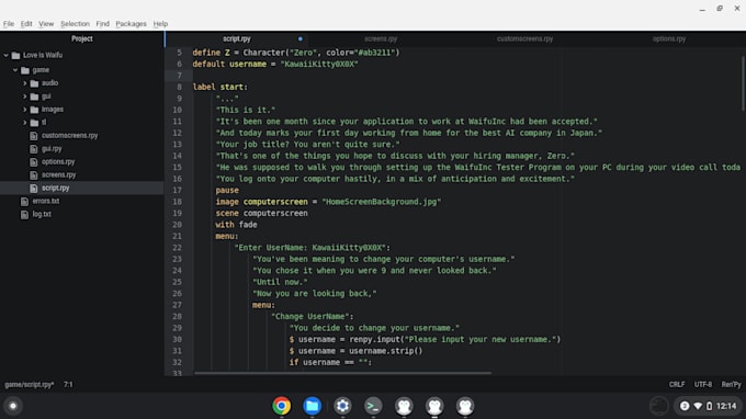 Code your renpy visual novel game for you by Starling808 | Fiverr
