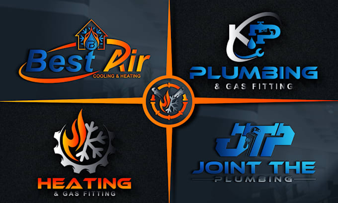 Plumbing heating hvac cleaning air conditioning oil gas logo by ...