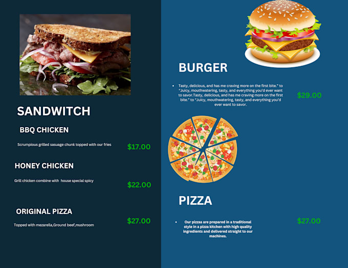 Do unique menue design, food menu, price list, restaurant menu by ...