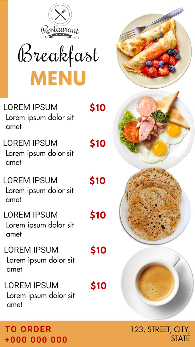 Create a professional restaurant menu by Nanamaxi123 | Fiverr