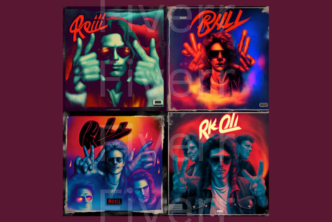 Illustrate a retro album cover design, modern, professional, and dope ...