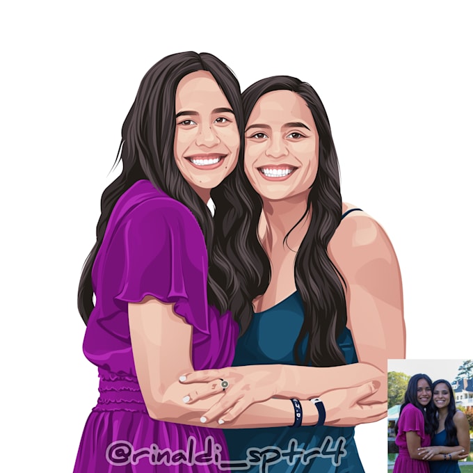 Create your couple photo into vector cartoon illustration by ...