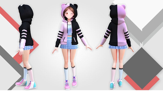 Create 3d model for vtuber, vrchat, mmd, rex with vroid, blender, unity ...