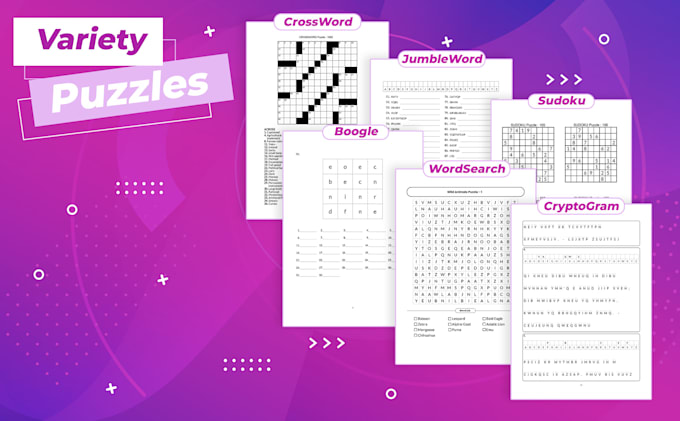 Make word search, cryptogram, sudoku, crossword, puzzle activity book ...