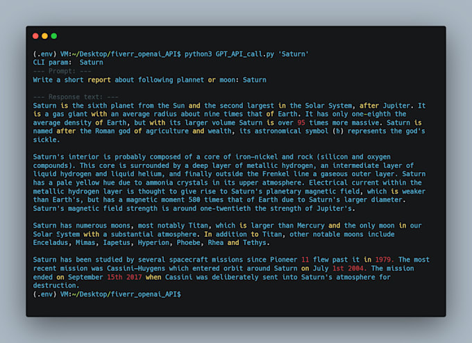 Write python script calling chat gpt api by Dtx_data | Fiverr