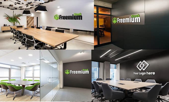 Put your logo on 9 office interior branding mockup by Yassinbenhadi12 ...