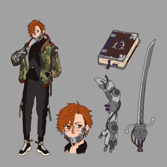 Create anime character design sheet by Giant_graveyard | Fiverr