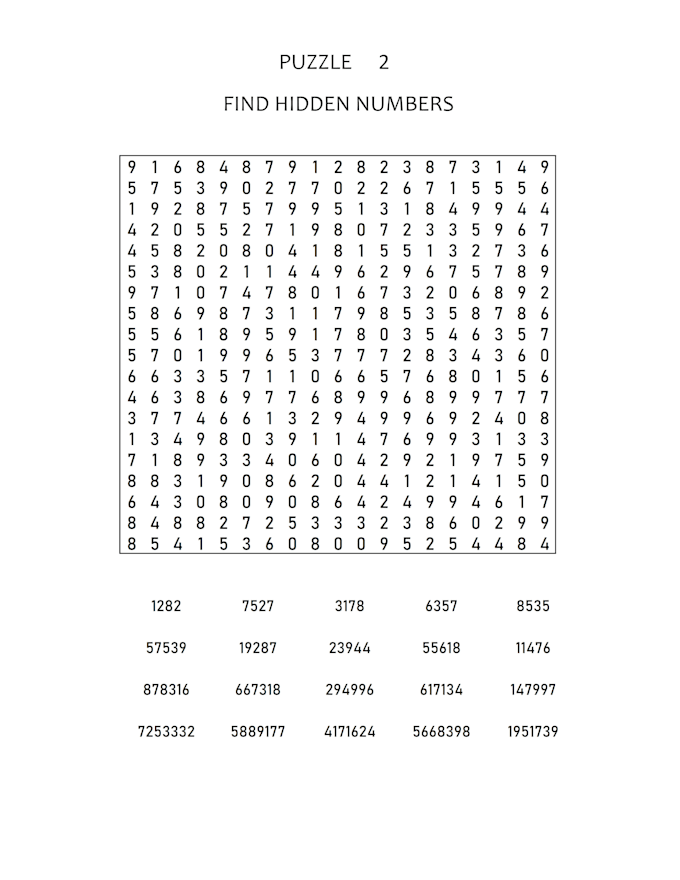 Create number search puzzles with solutions for amazon kdp by Taures ...