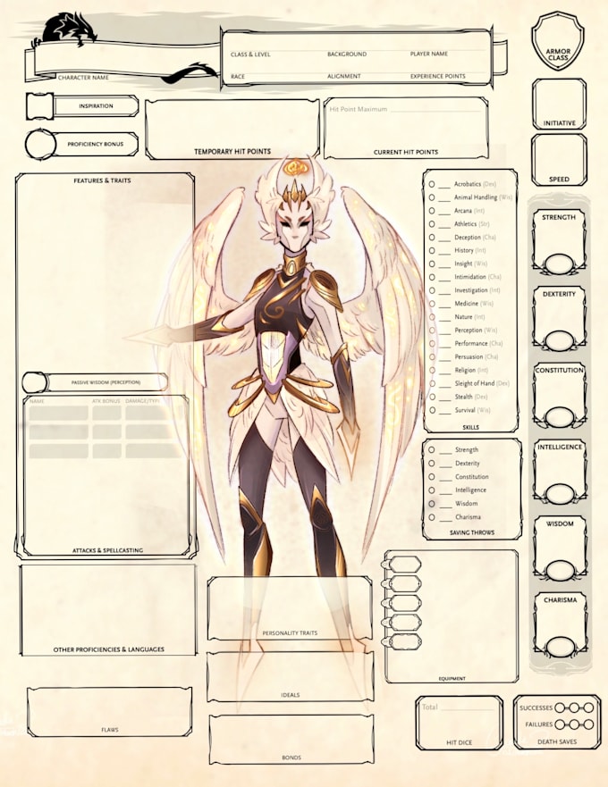 Draw your dnd character with my custom character sheet layout by ...