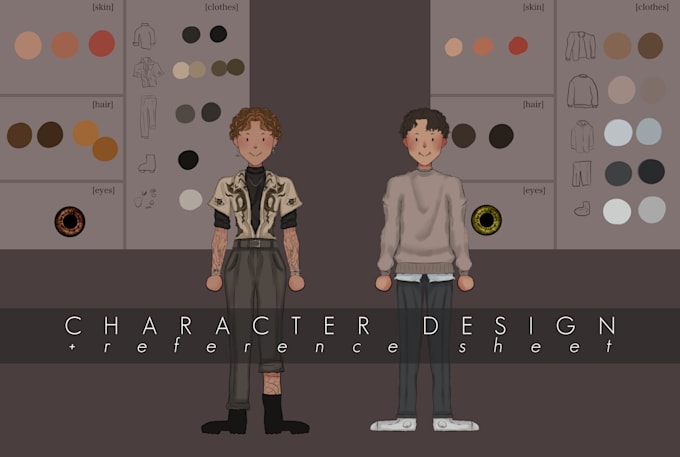 Draw a character design with reference sheet by Apillunis | Fiverr