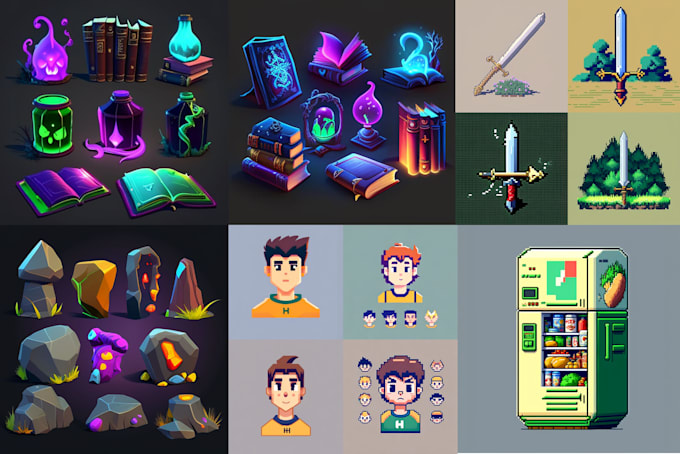 Create 2d game assets for your game by Narhamra | Fiverr