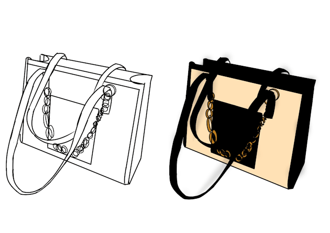 Design luxurious bag technical pack tech drawing of handbag, purse ...