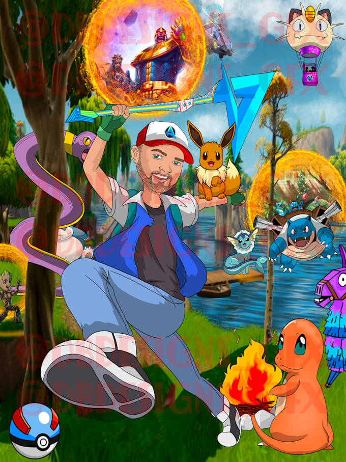 Design you a custom pokémon trainer picture scene by Dbdesigns_gfx | Fiverr