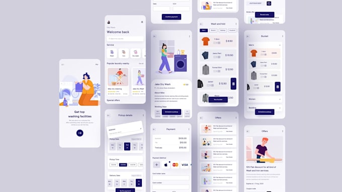 Develop high converting laundry app, ui design, admin panel for android ...