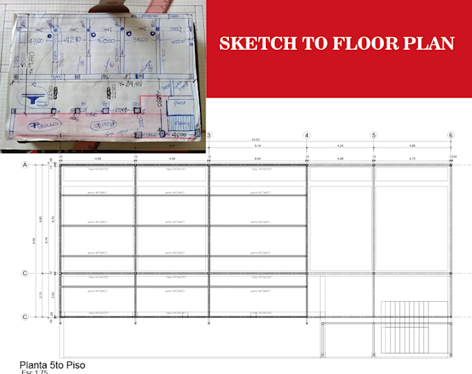 Draw architectural floor plan from sketch, jpeg, etc to pdf by ...