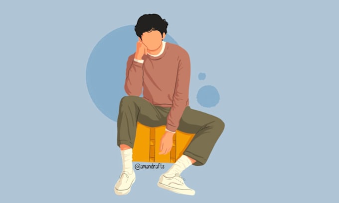 Draw flat faceless portrait illustration by Amandrafts | Fiverr