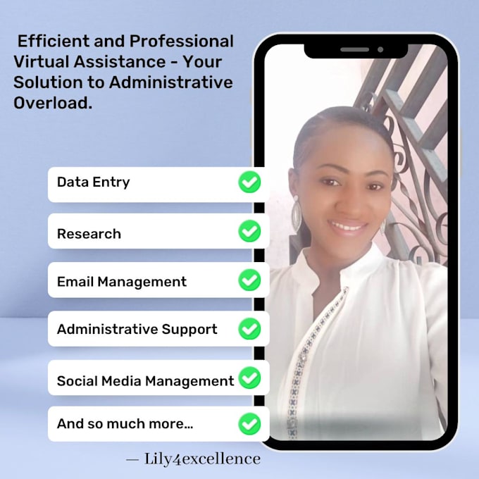 Be your most reliable virtual assistant by Lily4excellence | Fiverr