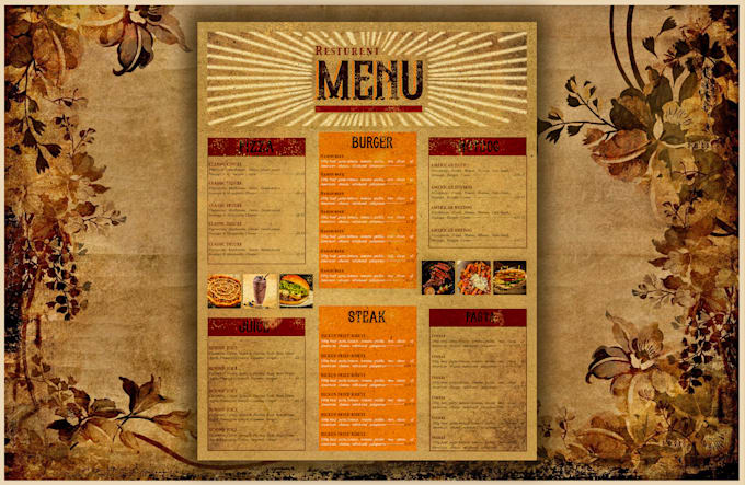 Design a vintage food menu restaurant menu and digital menu by Art ...