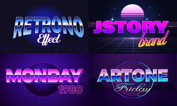 Make 80s retro vintage chrome logo custom design futuristic style by ...