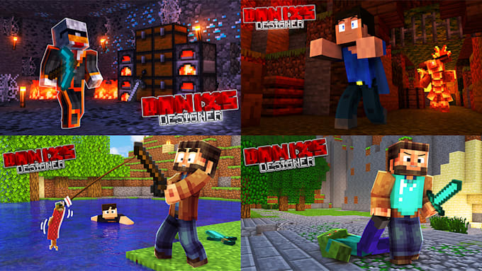 Miniaturas minecraft 2d y 3d cualquier estilo by Danixsdesign | Fiverr