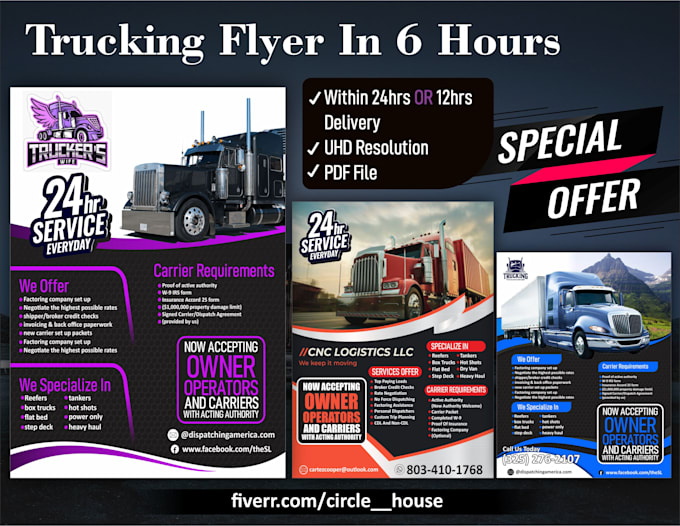 Design logistics, trucking, freight broker, dispatch flyers by Circle ...
