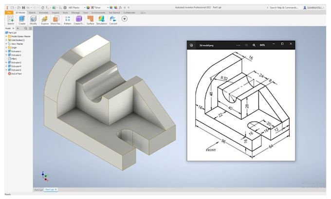 Do 3d modeling, 2d drawings in solidworks, inventor, fusion360, catia and creo by Mdsamrat607 ...