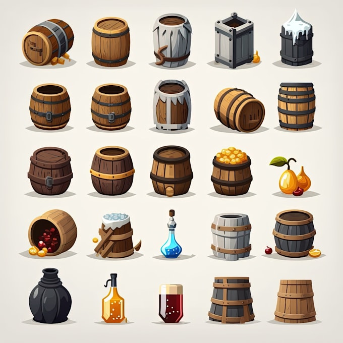 Use midjourney to create sprite sheet of game assets, objects, icons, props by Shainzy | Fiverr