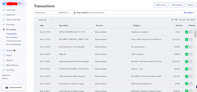 Do bookkeeping and bank reconciliation using wave accounting app by ...