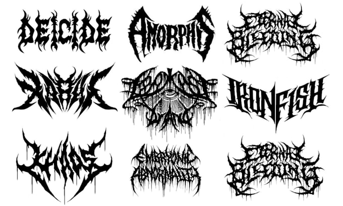 Diseña el logotipo de la banda death, slamming, brutal, metal para tu marca.