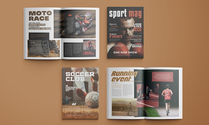 Design sports magazine layout and cover, company profile in adobe ...