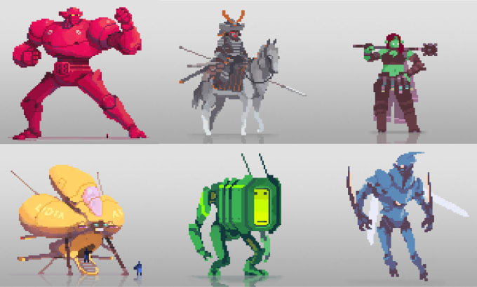 Make 8 Bit Or 16 Bit Sprites For Games Character Pixel Art By Pixelart