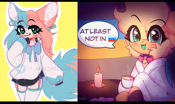 Draw furry halfbody portrait art of your fursona by Lomtya | Fiverr