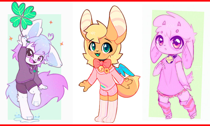 Draw furry chibi portrait art of your fursona by Lomtya | Fiverr