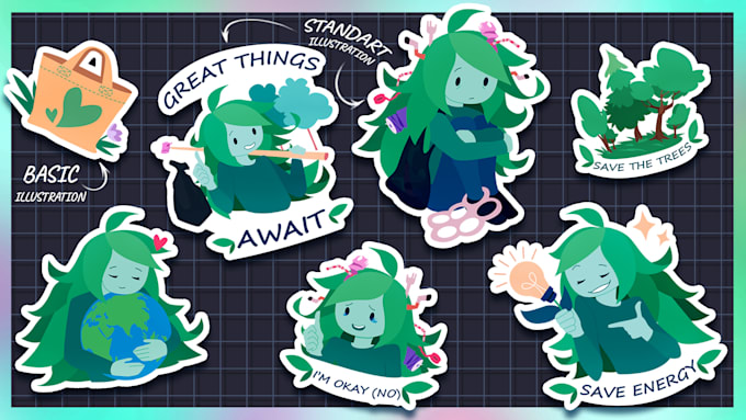 Draw a unique sticker design or illustration for you by Panjem | Fiverr
