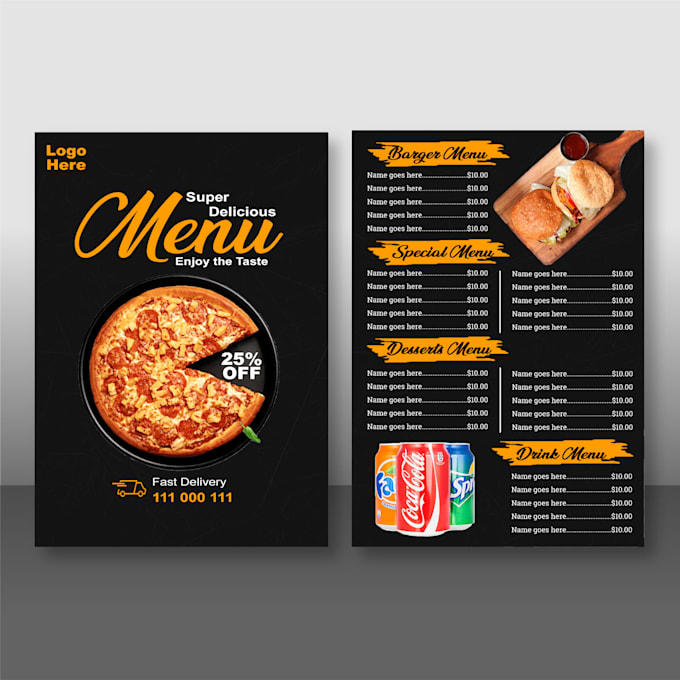 Design elegant food menu, food menu design, menu board, menu restaurant ...