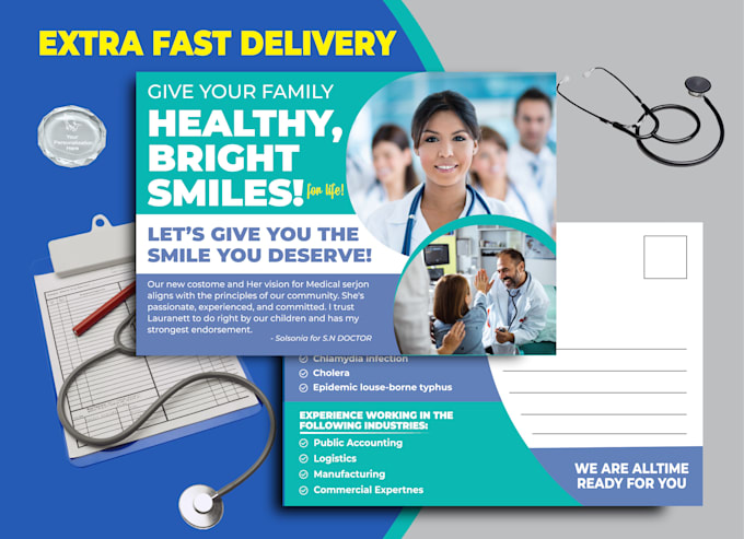 Design amazing postcard, direct mail, eddm mailer for medical dental ...