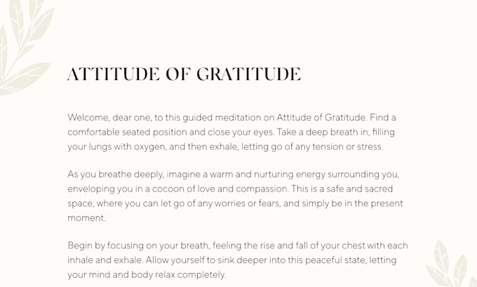 Provide a prewritten guided meditation script by Merveillehaven | Fiverr