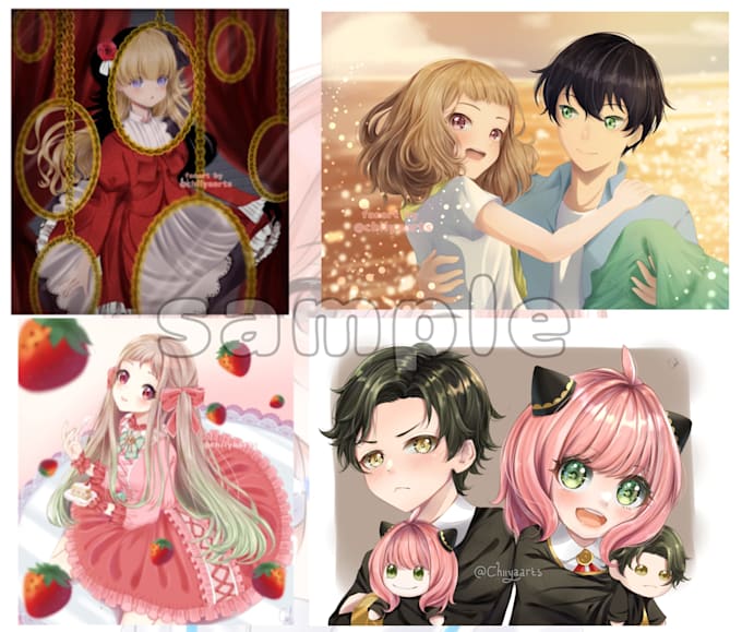 Draw fanart ,oc ,couple in anime style for you by Moon_chiiyaarts | Fiverr