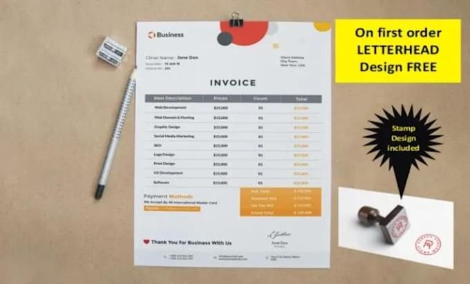 Create invoice, letter head for you by Muhammrizwan143 | Fiverr