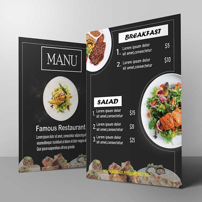 Create a professional restaurant menu design by Rohitdey123 | Fiverr