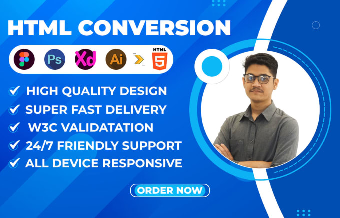Convert figma, psd, xd, sketch to html css bootstrap by Anupom_abir ...