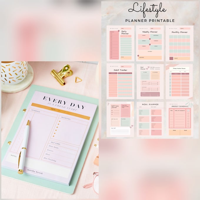 Design custom and digital planner, calendar by Noorulhuda365 | Fiverr
