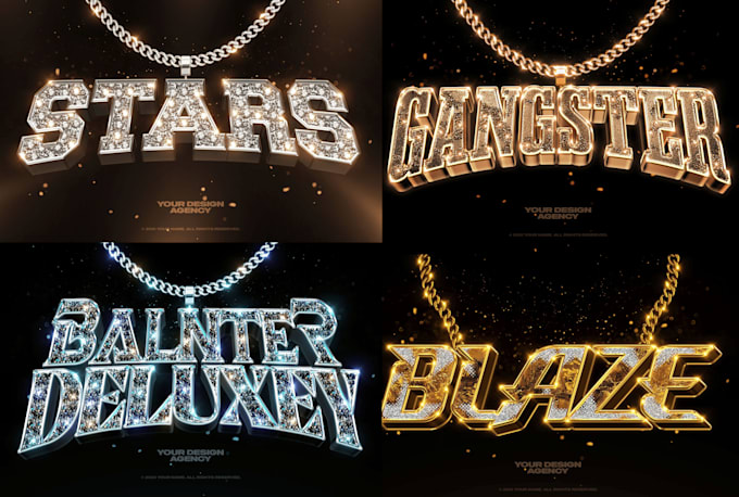 Do an 3d iced out logo on chain bling necklace by Sp1xel | Fiverr
