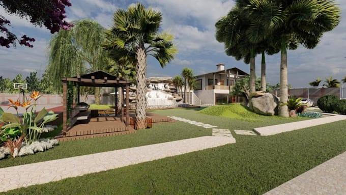 Design your commercial residential building landscape,pool, 3d ...