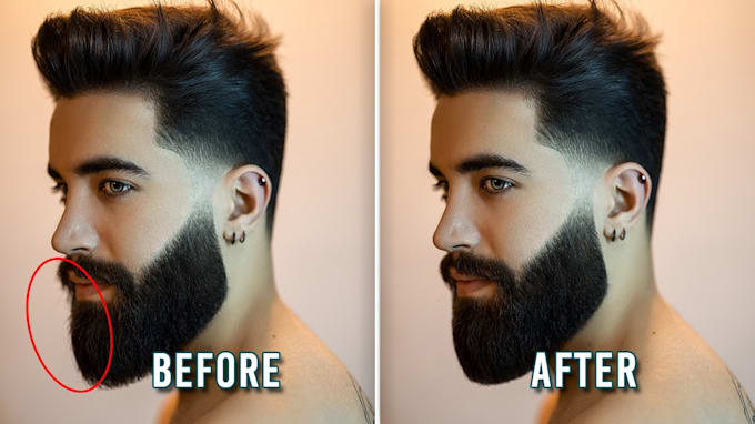 Remove beard stray hairs, flyaway, fill hair gap by Neonada | Fiverr