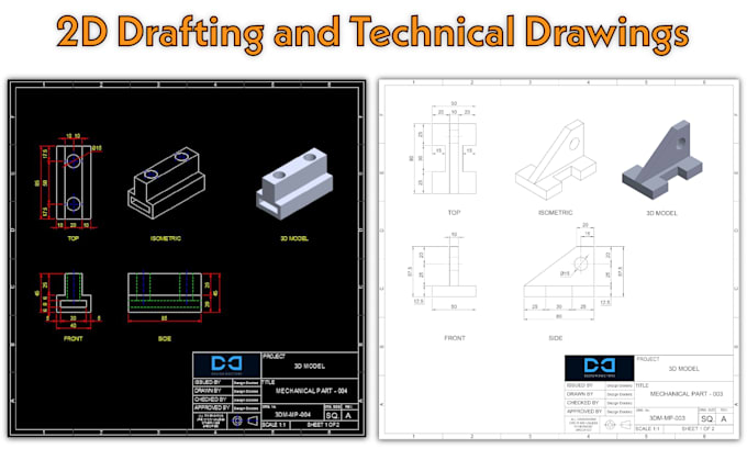 Cad design, 3d model and create 2d technical drawings by Cadagain | Fiverr