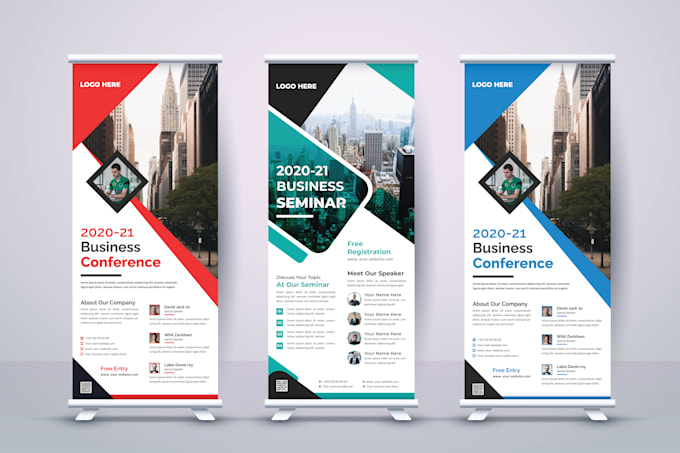 Design seminar and conference roll up banner, poster, billboard ...