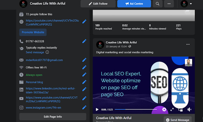 Create, facebook business page, setup and customize by Mdarifulcd | Fiverr